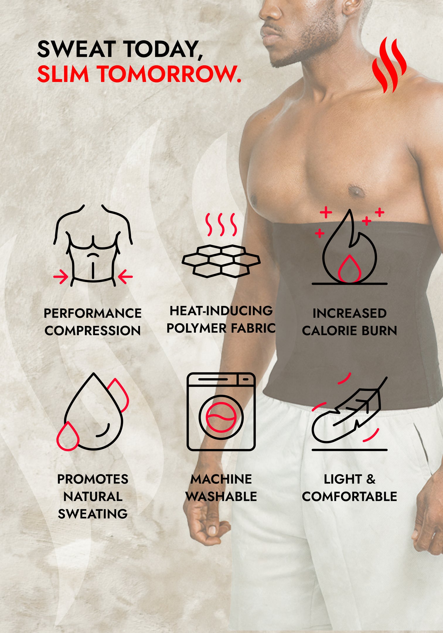 Sweat Shaper Men's Waist Trimmer | Black