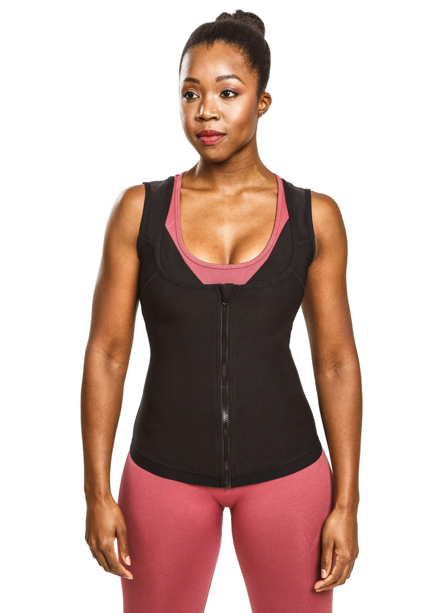 Sweat Shaper Women's Athletic Zip Tank | Black