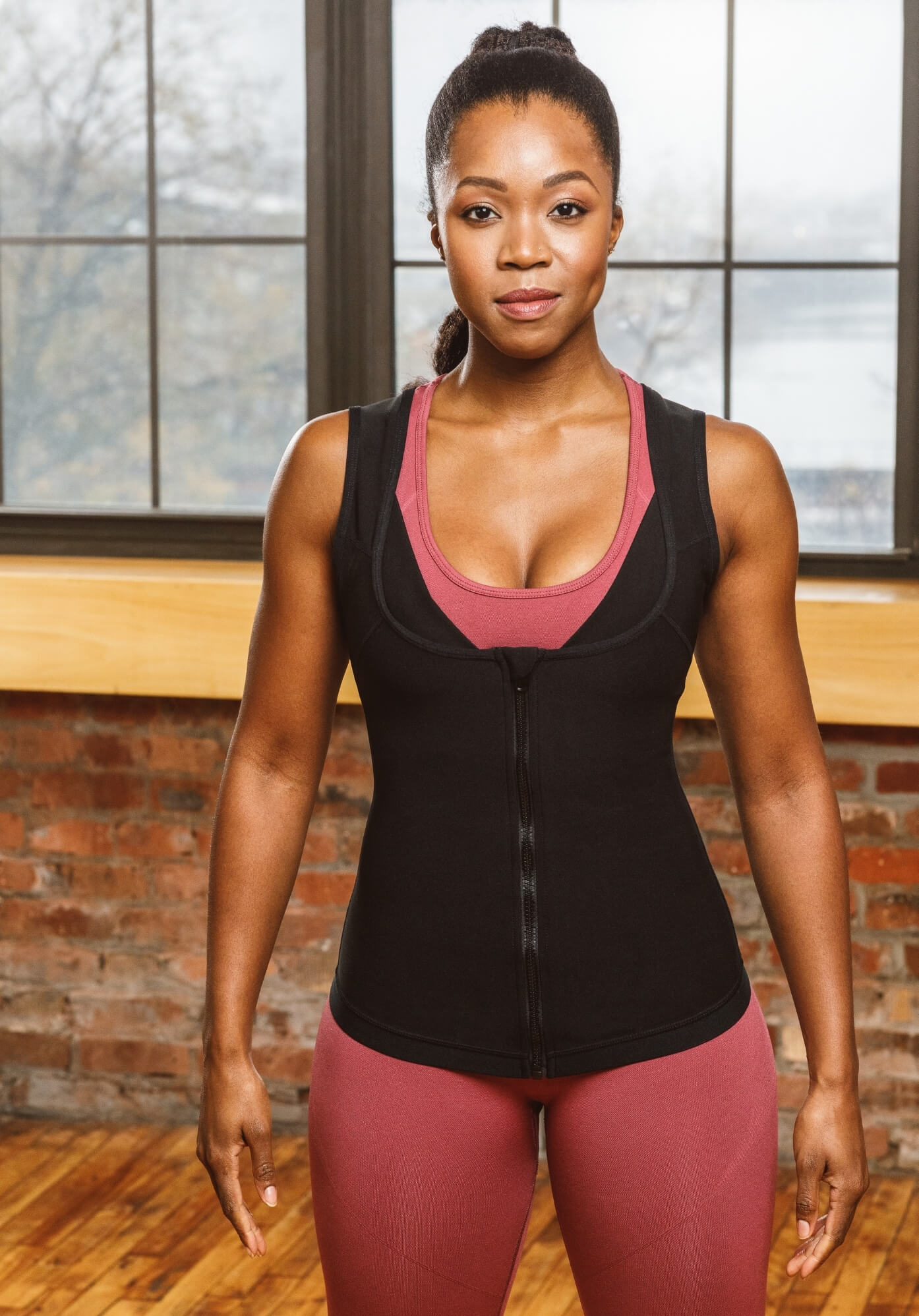 Sweat Shaper Women's Athletic Zip Tank | Black